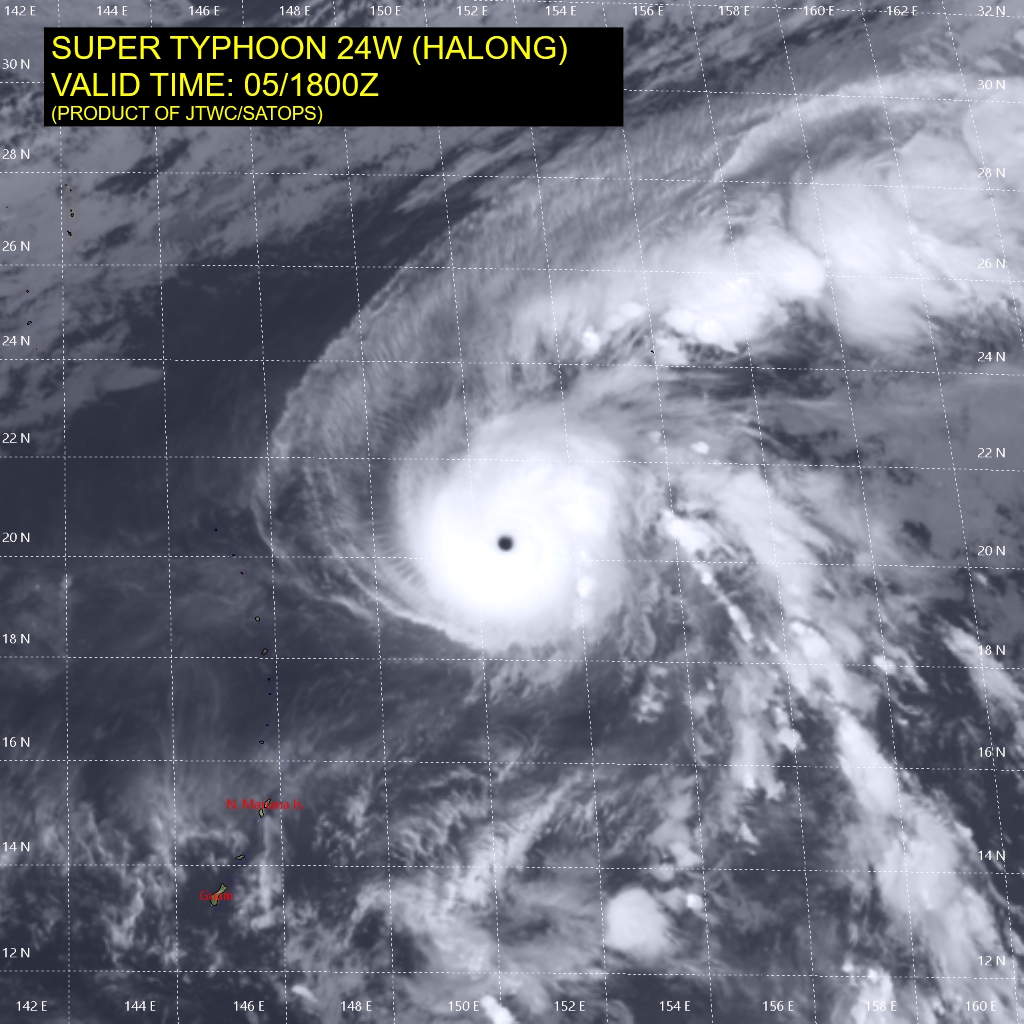 Update: Super Typhoon Halong how with max winds 155 knots - Ocean ...