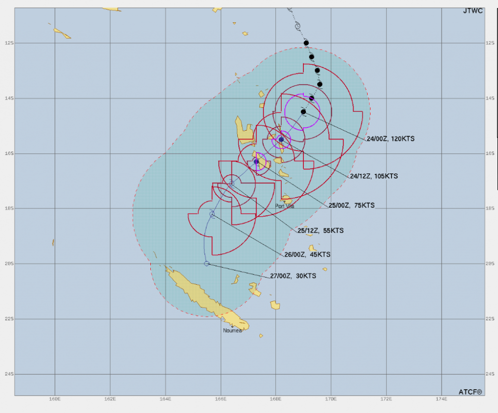 Tropical Cyclone Lola over South Pacific has reached max winds of 120 ...